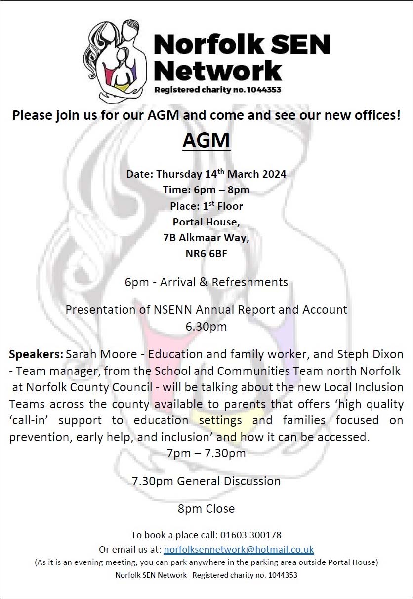 Come and join us for our AGM and see our new offices - Norfolk SEN Network
